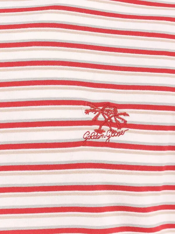 GOLDEN GOOSE Striped Cotton Tshirt With Logo