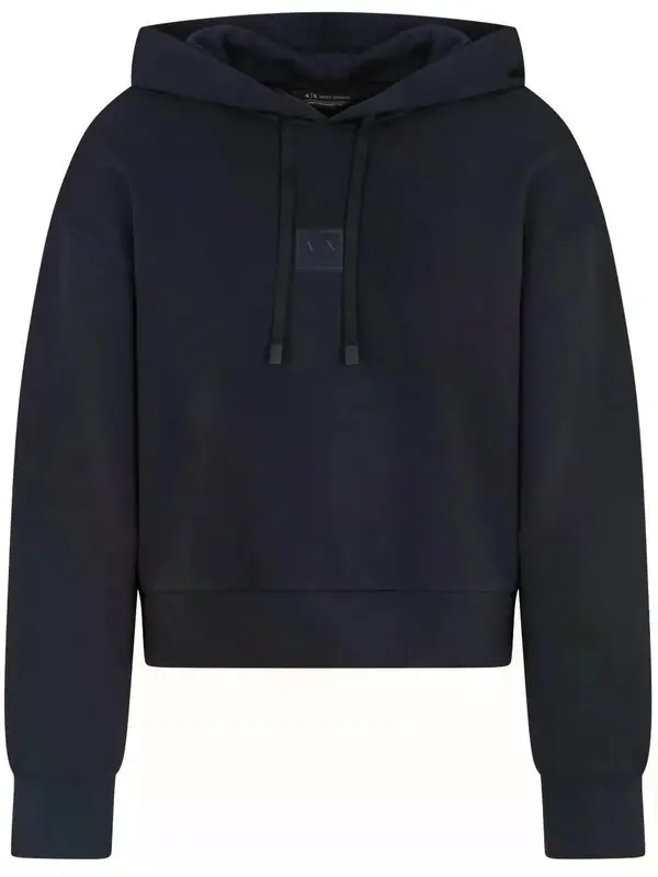 Armani Exchange Logo Appliqué Hoodie - Black