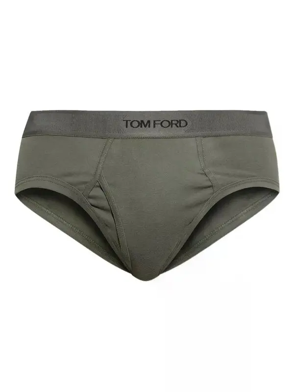 TOM FORD Logo-print Briefs - Green