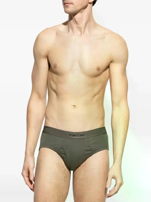 TOM FORD Logo-print Briefs - Green