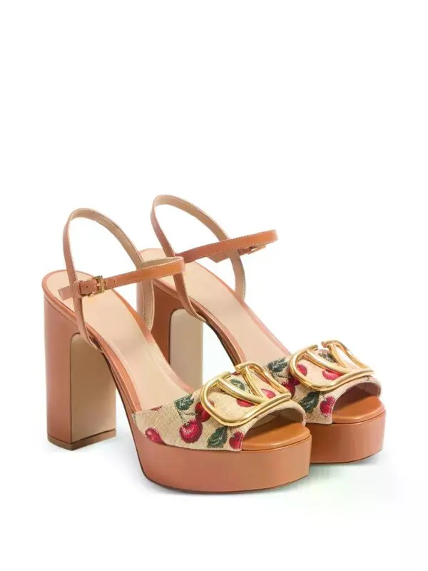 Valentino Garavani Vlogo Signature Cherryfic Platform Sandals 115mm - Neutrals