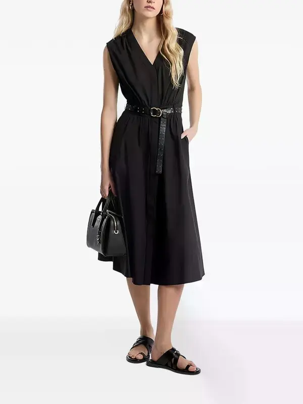 Michael Kors Belted Poplin Midi Dress - Black