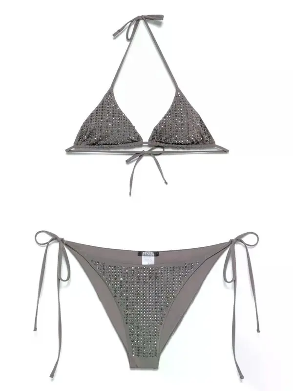 VENUJA Crystal-embellished Bikini - Grey