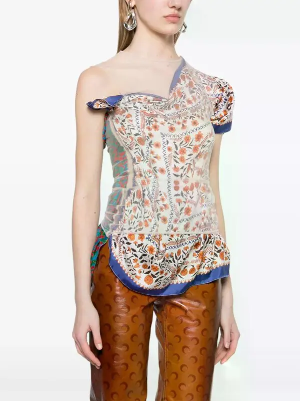 MARINE SERRE Silk Scarves Layered Top