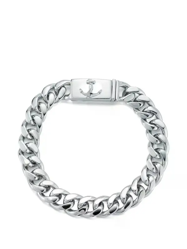 Mateo Anchor-lock Cuban-link Chain Bracelet - Silver