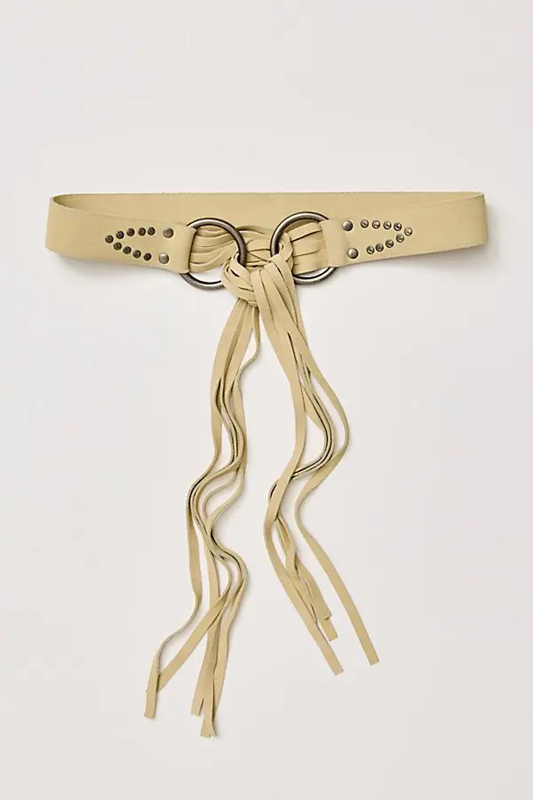 Free People Studded Wrap Waist Belt - Banana Cream