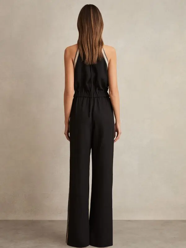 REISS Auden Halterneck Jumpsuit With Craft Stitch