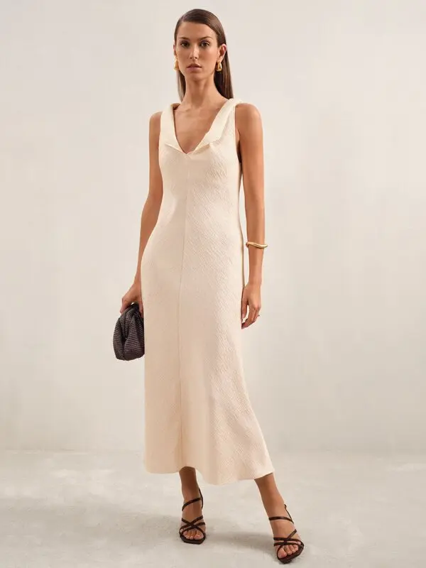 REISS Kiera Textured Midi Dress