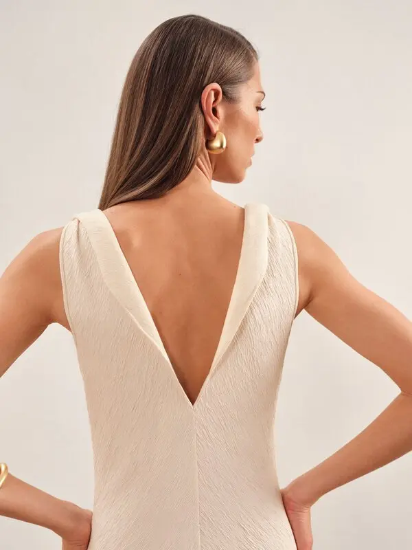 Reiss Kiera Textured Midi Dress In Cream - 60% Off | Editorialist