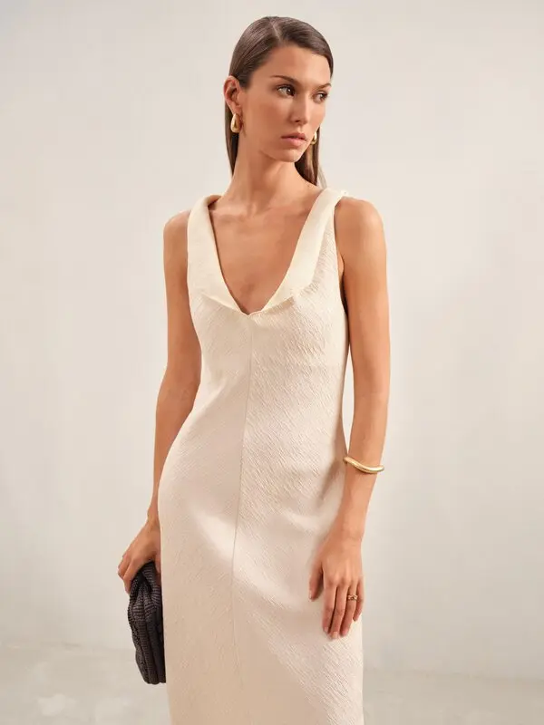 REISS Kiera Textured Midi Dress