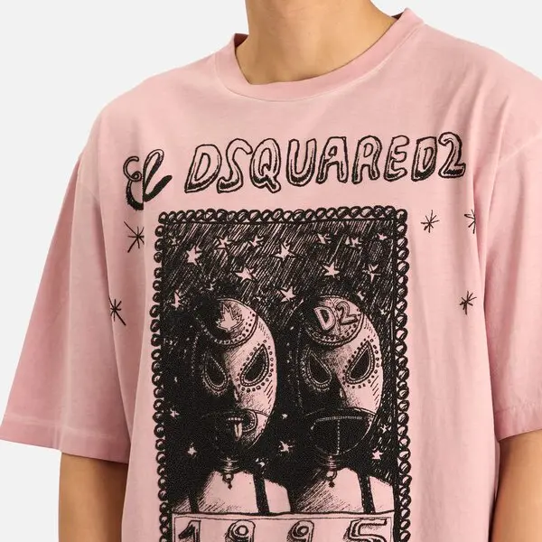 Dsquared2 Overlay Graphic Loose Fit T-shirt - Dusty Antic Rose