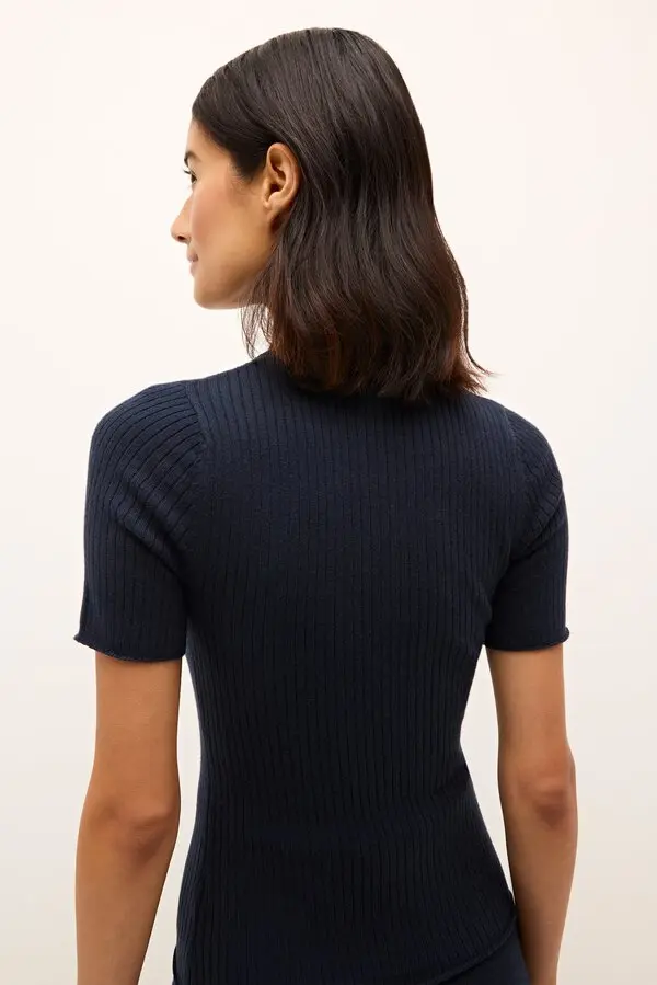 MARIE OLIVER Kayla Ribbed Top - Navy