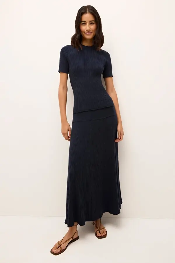 MARIE OLIVER Kayla Ribbed Top - Navy