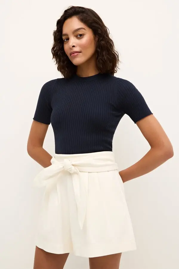 MARIE OLIVER Kayla Ribbed Top - Navy