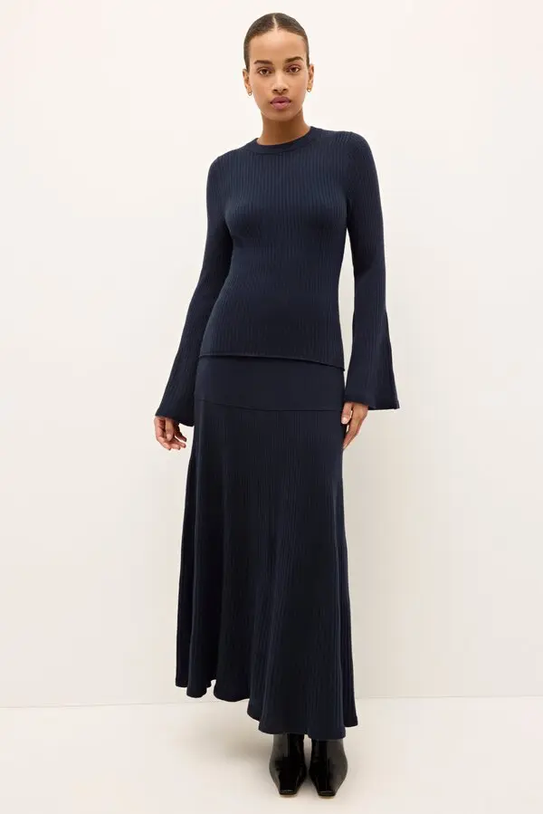MARIE OLIVER Kaylan Maxi Skirt - Navy