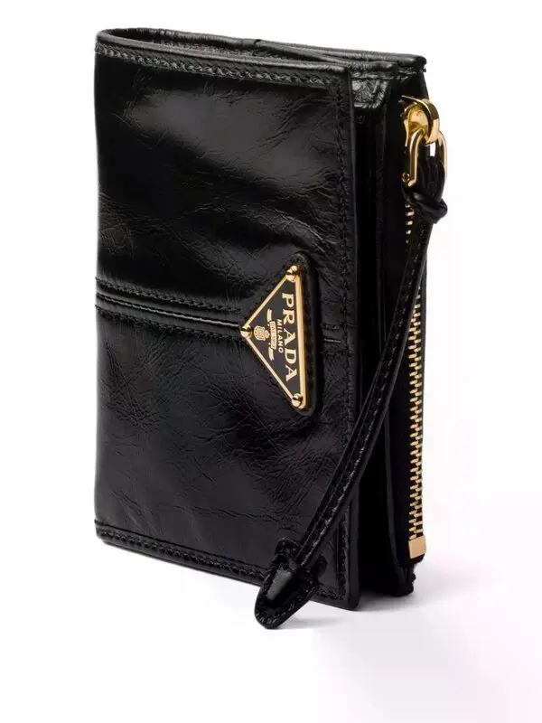 Prada Textured Leather Zip Wallet - Black