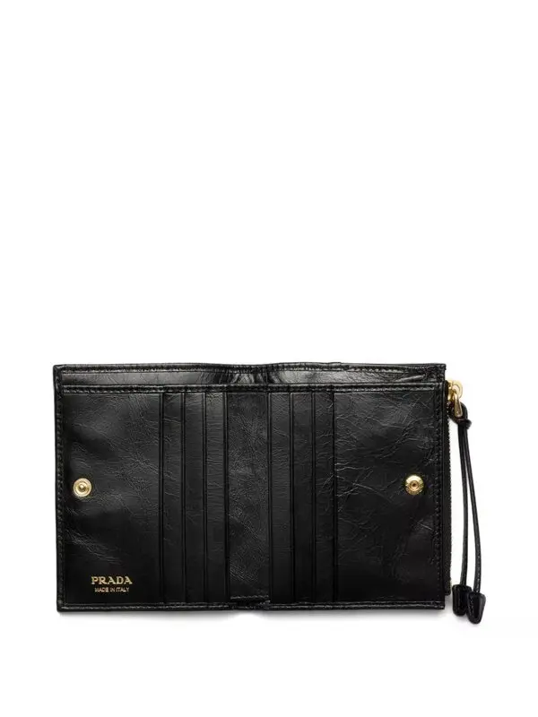 Prada Textured Leather Zip Wallet - Black