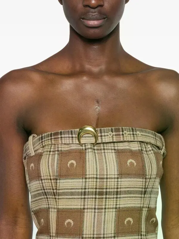 Buy MARINE SERRE Moon Check Jacquard Mini Dress - Brown At 73% Off |  Editorialist