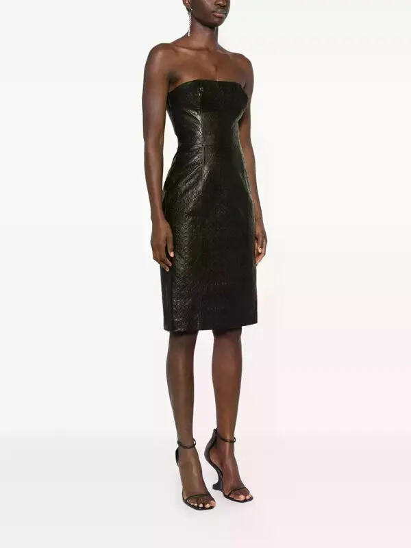 MARINE SERRE Monogram-embossed Leather Mini Dress