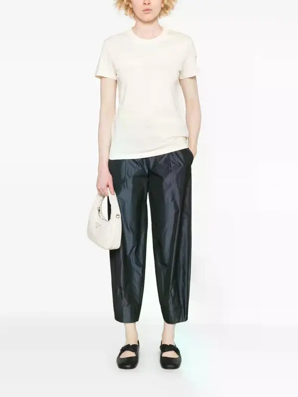 Moncler Embroidered-logo Cotton T-shirt - Neutrals