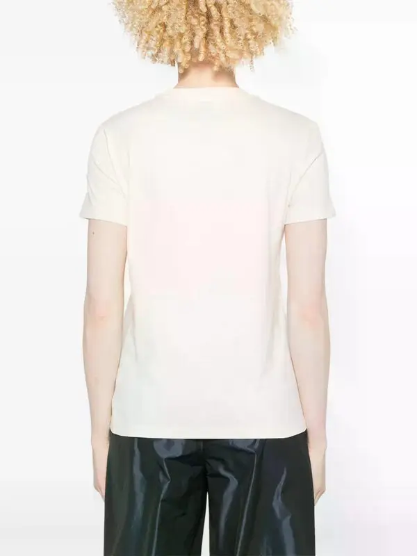 Moncler Embroidered-logo Cotton T-shirt - Neutrals
