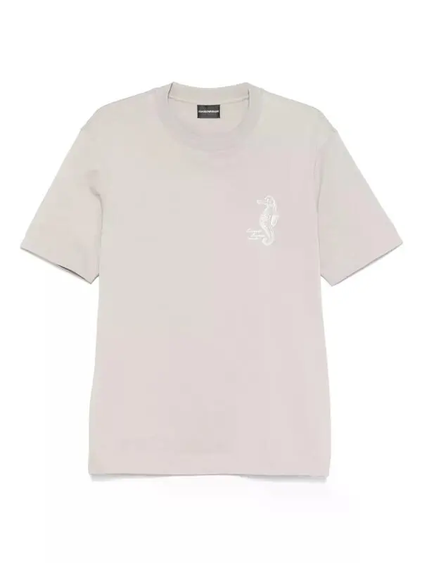 Emporio Armani Logo-embroidered T-shirt - Grey
