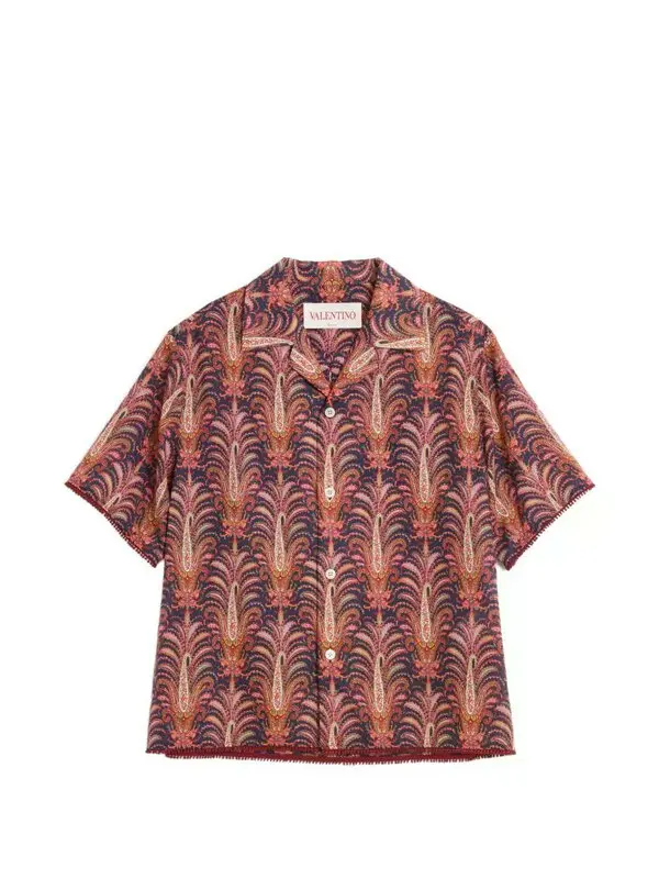 Valentino Garavani Voyage Imaginaire-print Bowling Shirt - Red