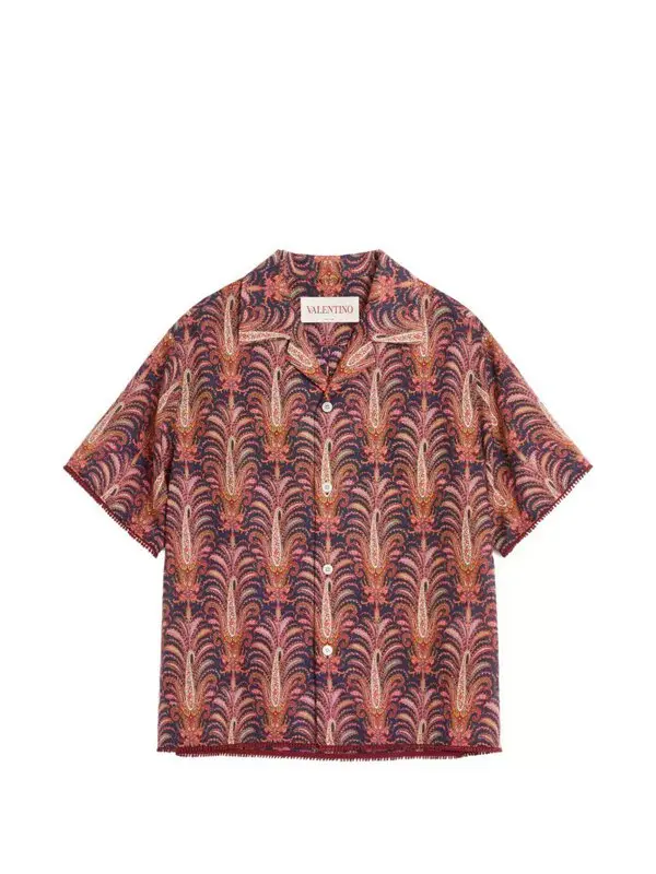 Valentino Garavani Voyage Imaginaire-print Bowling Shirt - Red