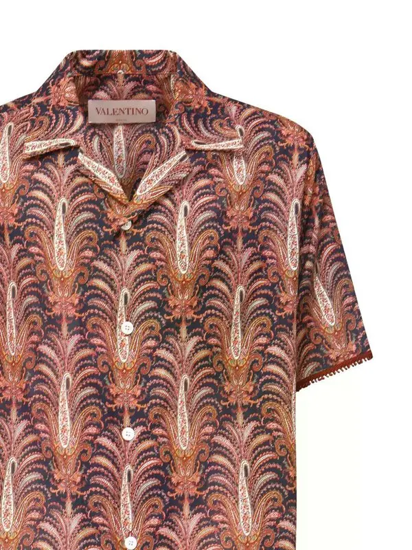 Valentino Garavani Voyage Imaginaire-print Bowling Shirt - Red