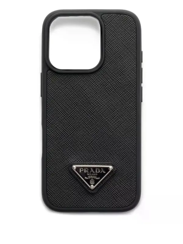 Prada Saffiano Leather Iphone 16 Pro Case - Black