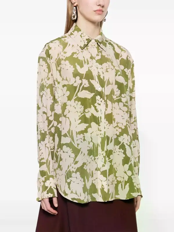 Victoria Beckham Floral-print Shirt - Green