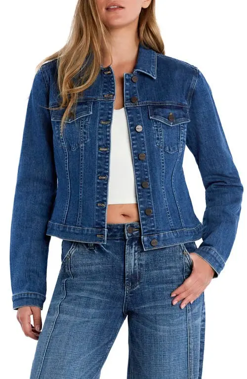 HINT OF BLU Sleek Stretch Denim Trucker Jacket - Gravity Blue