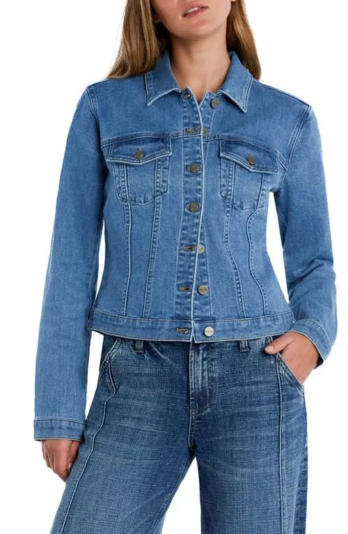 HINT OF BLU Sleek Stretch Denim Trucker Jacket - Shine Blue