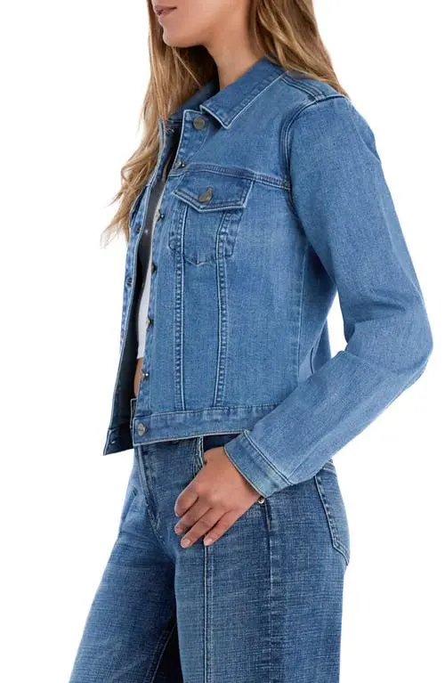 HINT OF BLU Sleek Stretch Denim Trucker Jacket - Shine Blue