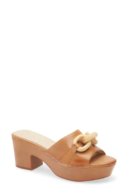 CHOCOLAT BLU Grecia Platform Slide Sandal - Camel Leather