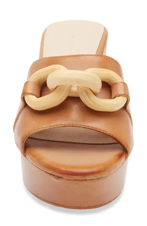 CHOCOLAT BLU Grecia Platform Slide Sandal - Camel Leather