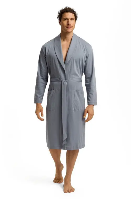 Hanro Night And Day Shawl Collar Cotton Robe - Cliff Grey