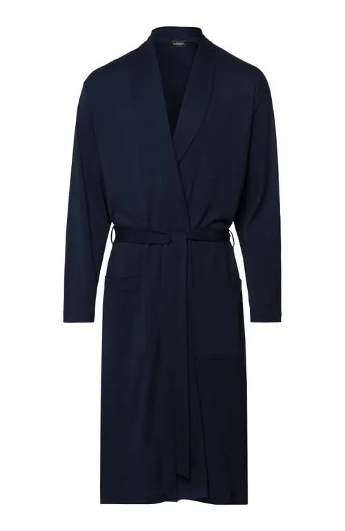 Hanro Night And Day Shawl Collar Cotton Robe - Deep Navy
