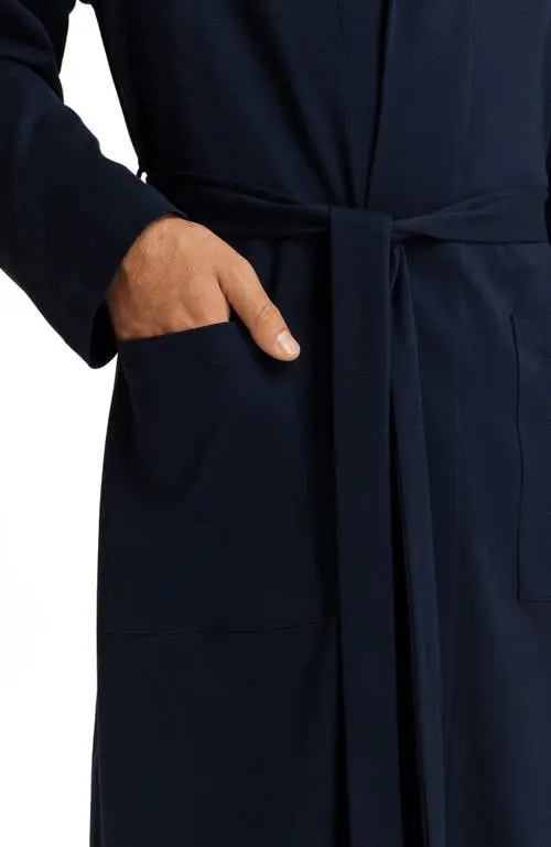 Hanro Night And Day Shawl Collar Cotton Robe - Deep Navy