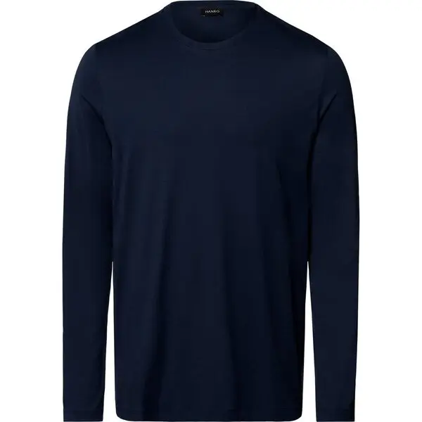 Hanro Night And Day Cotton Crew Neck Top - Deep Navy