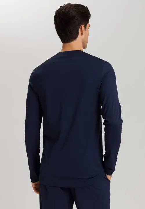 Hanro Night And Day Cotton Crew Neck Top - Deep Navy