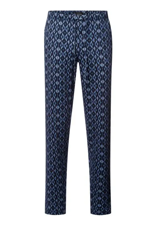 Hanro Night And Day Cotton Drawstring Pajama Pants - Blue Diamonds