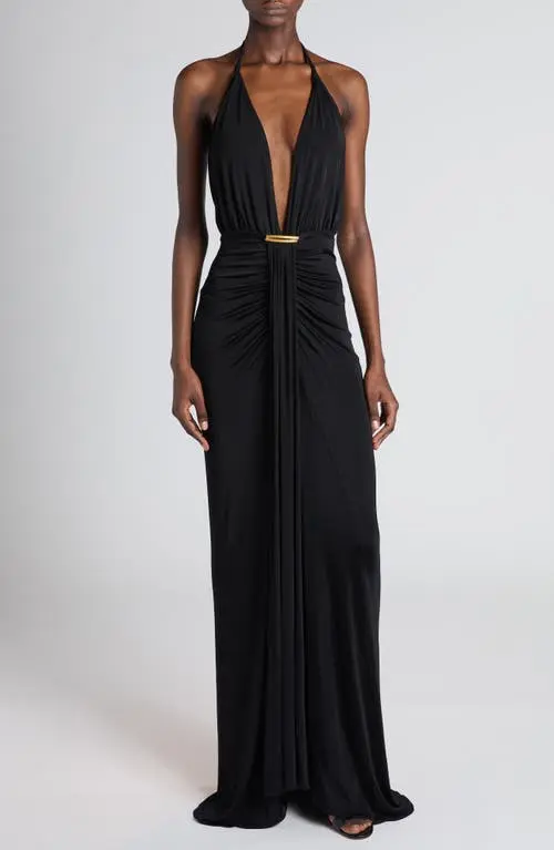 TOM FORD Plunge Halter Gown