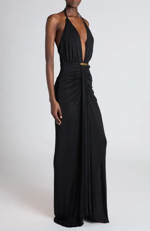 TOM FORD Plunge Halter Gown