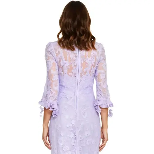 Akalia Lipsy Long Sleeve Lace Midi Dress In Light Purple - 51% Off |  Editorialist