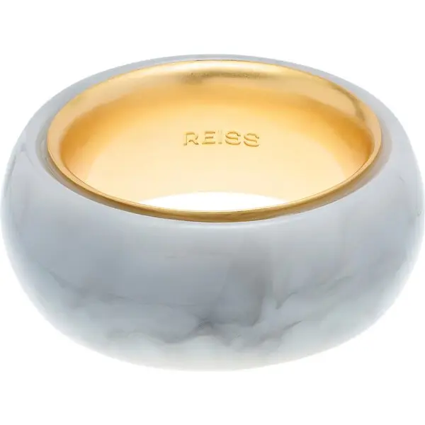 REISS Ciara Curve Marble Bangle - Gold Tone/ Grey Marble