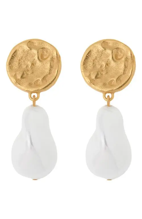 REISS Maya Faux Pearl Drop Earrings - Gold Tone/ Pearl