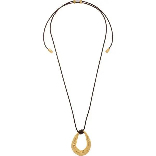 REISS Momo Molten Link Pendant Necklace - Gold Tone/brown