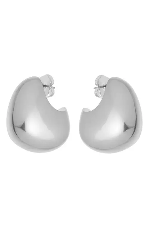 REISS Calla Curve Scoop Earrings - Silver Tone