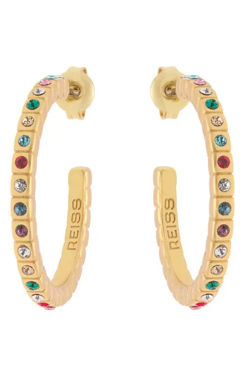 REISS Sade Crystal Hoop Earrings - Gold Tone/ Multi Crystal